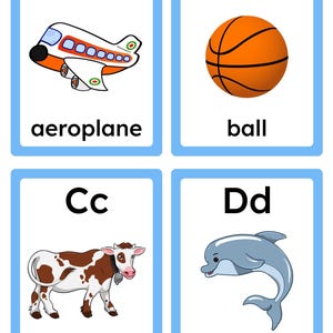 26 Printable Alphabet Flash Cards, ABC Printable Picture Flashcards for ...