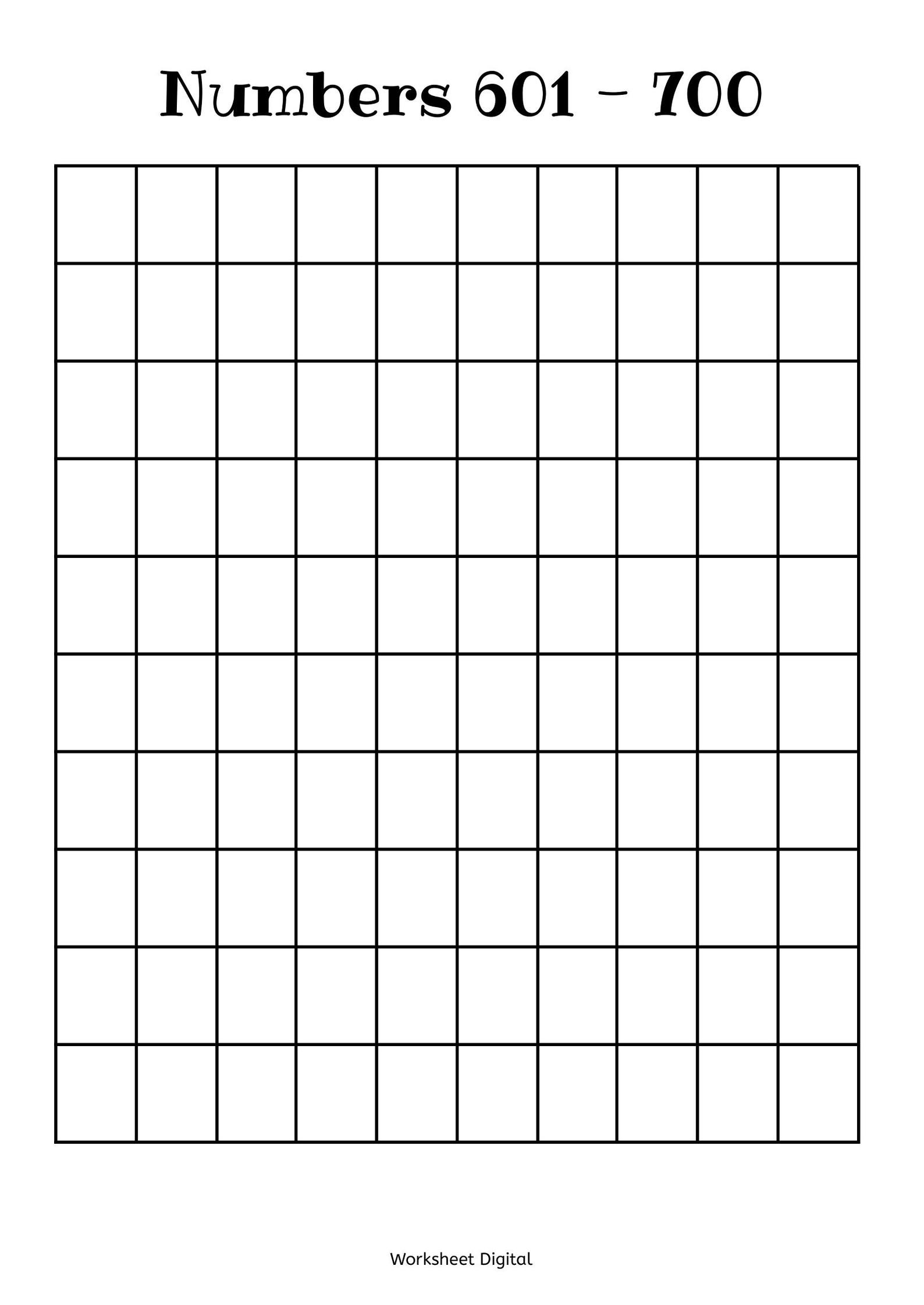 Number Charts 1 - 1000 | Printable Black & White | Homeschool ...