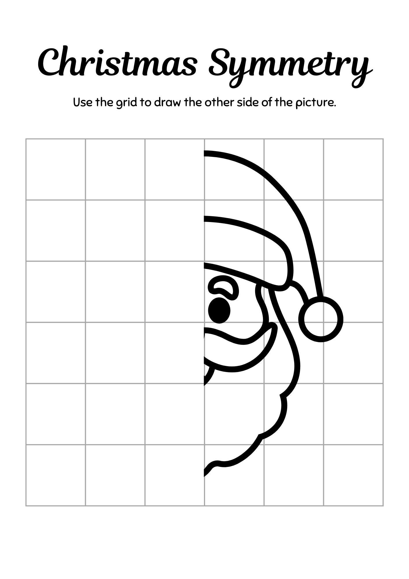 Christmas Symmetry Activity: Kids Coloring Pages (PDF Printable) - Etsy