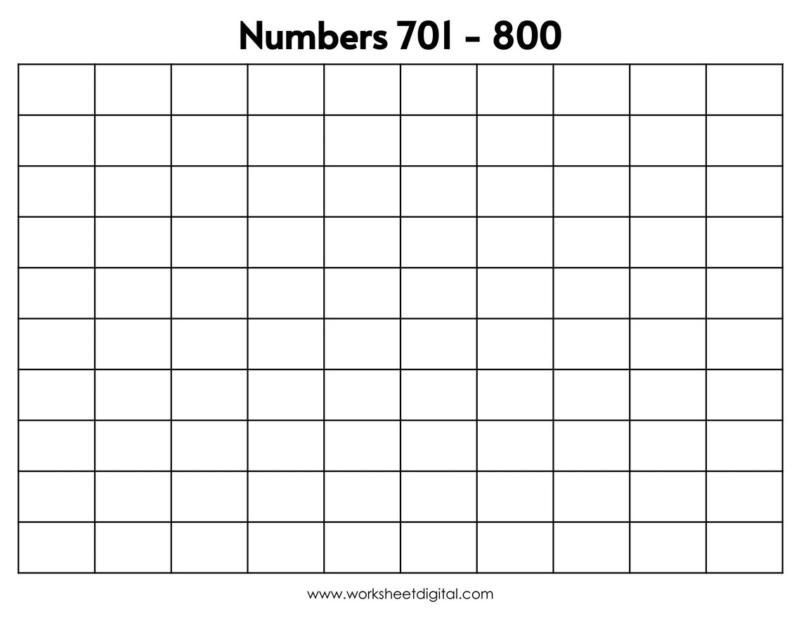 Missing Numbers Chart 1-1000: Homeschool Printable (digital Download ...