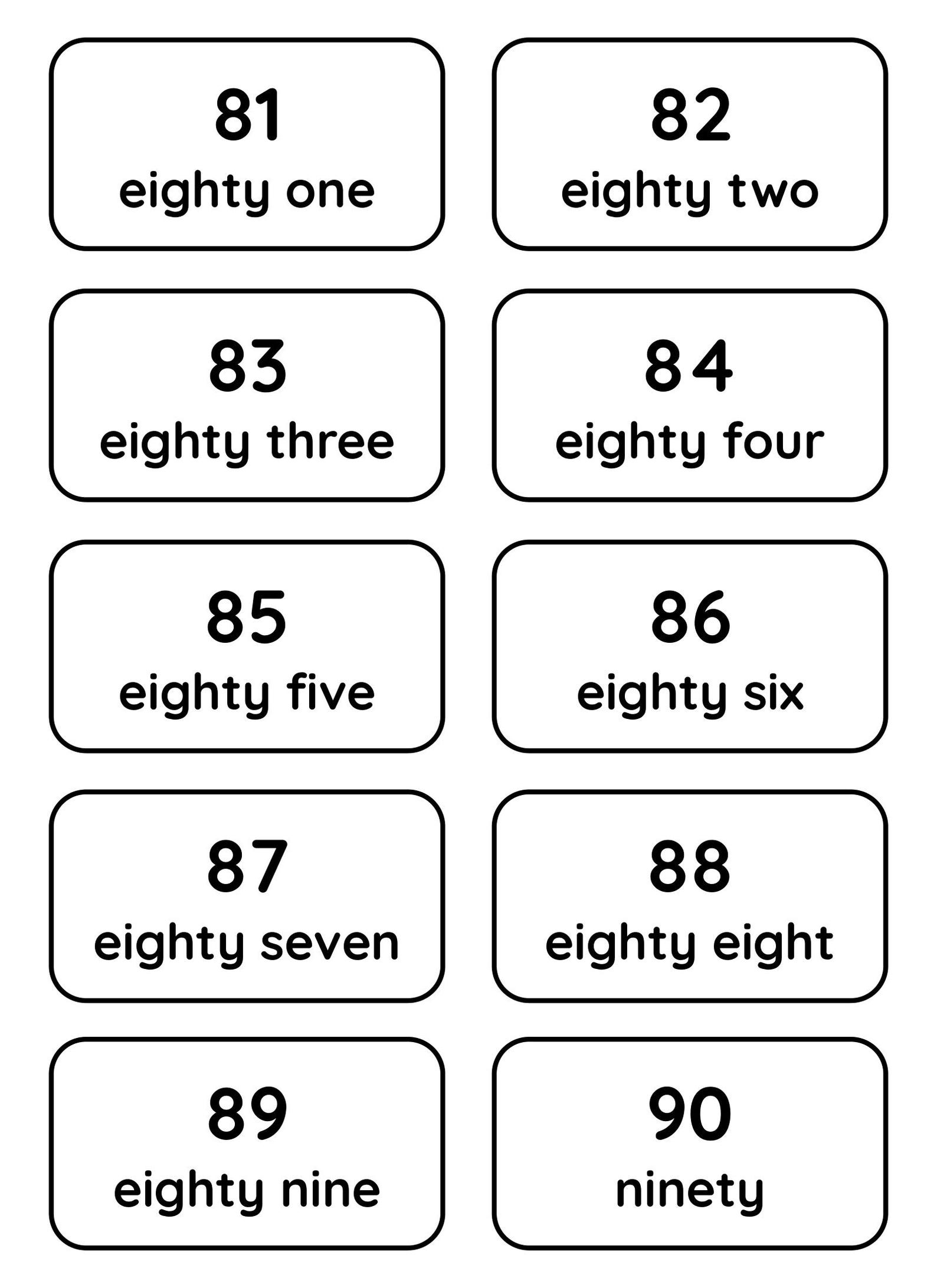 Numbers 1 - 100, Number Words Flash Cards, Printable Worksheet ...