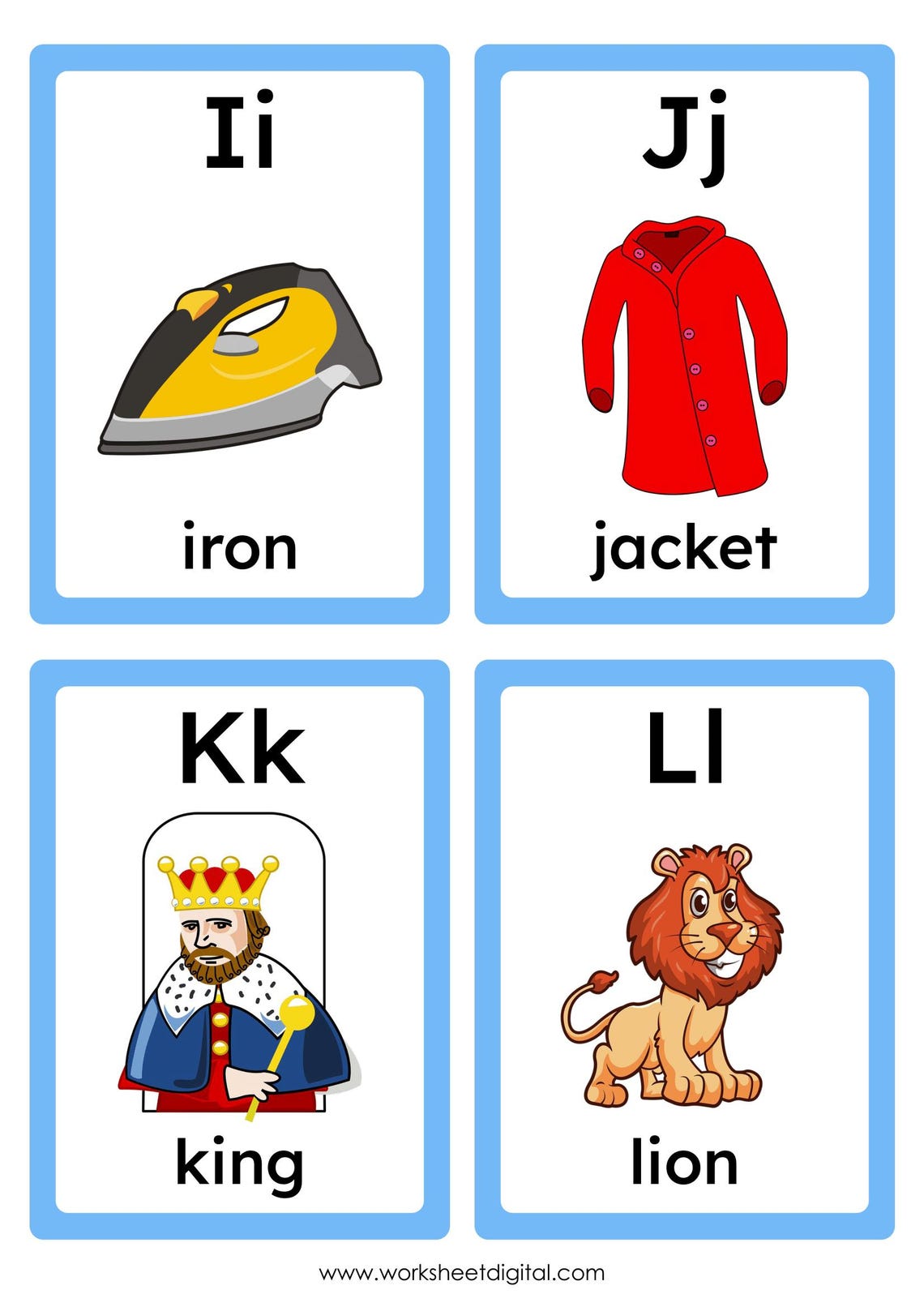 26 Printable Alphabet Flash Cards, ABC Printable Picture Flashcards for ...