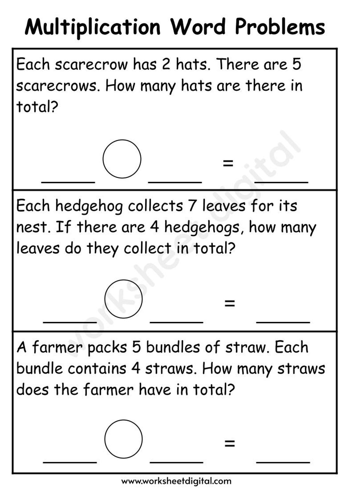 Autumn Word Problems Worksheet: 1st-2nd Grade Math (PDF) - Etsy