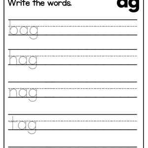CVC Words Short A Writing Practice: 1st-3rd Grade ELA (PDF Pattern) - Etsy