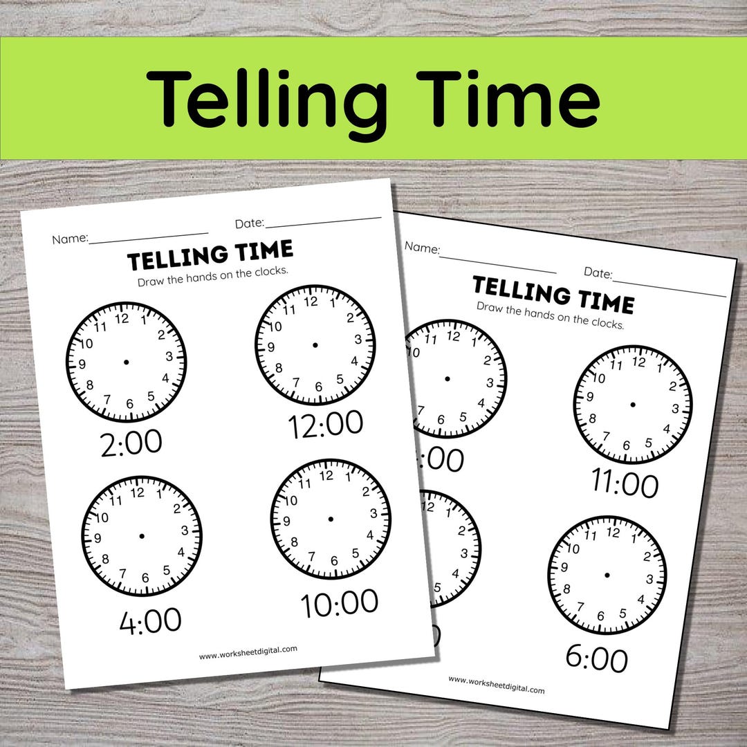 Telling Time Hour Clock Printable, Draw the Hands on the Clock, Big ...