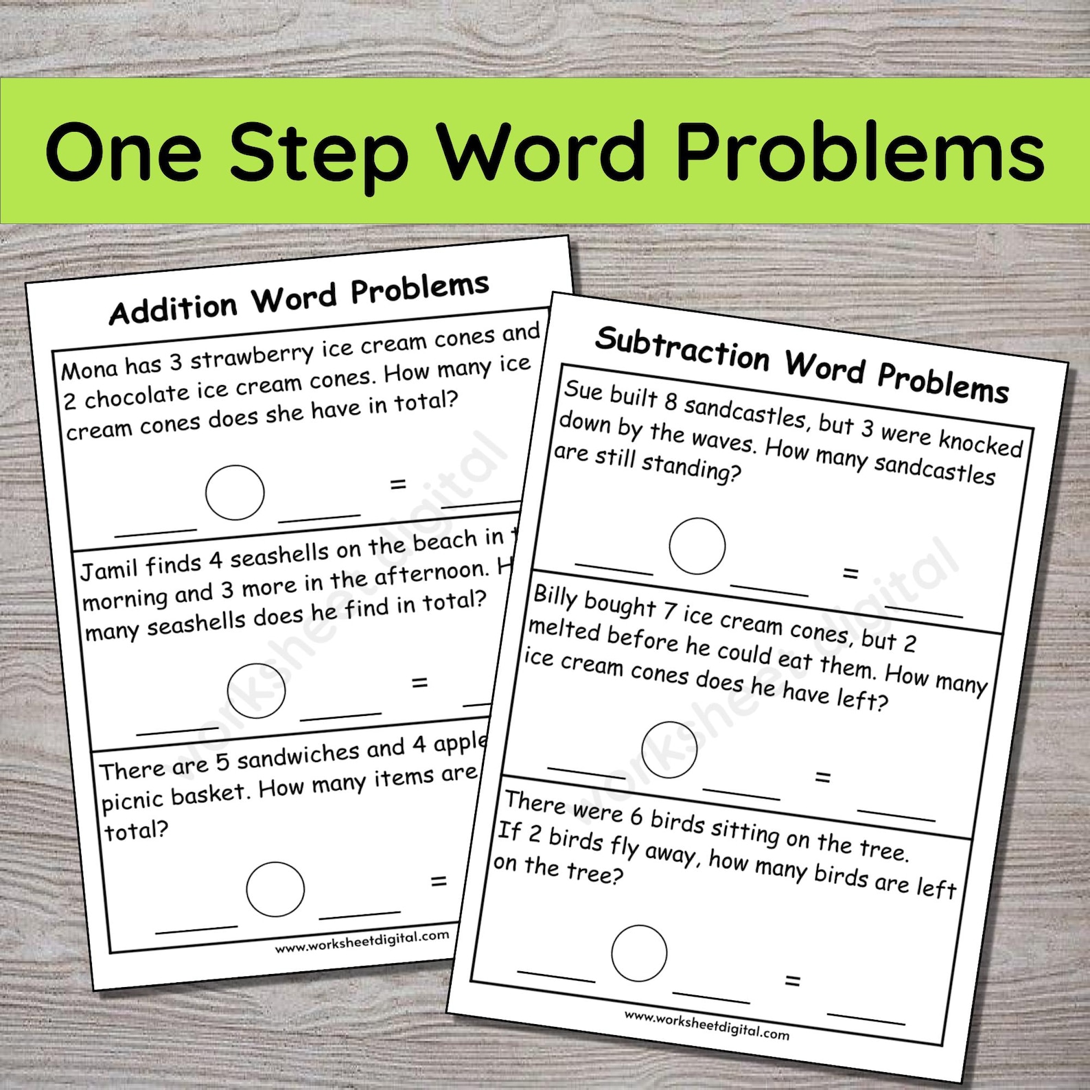 One Step Word Problems All Operations PDF, Word Problems Worksheet for ...