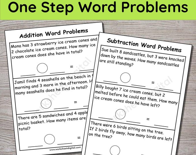Kindergarten First Grade Math Worksheets Addition Word Problems ...