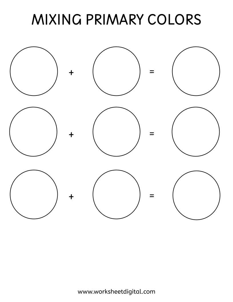 Color Mixing Worksheet: Primary Colors Chart, Educational Printable ...