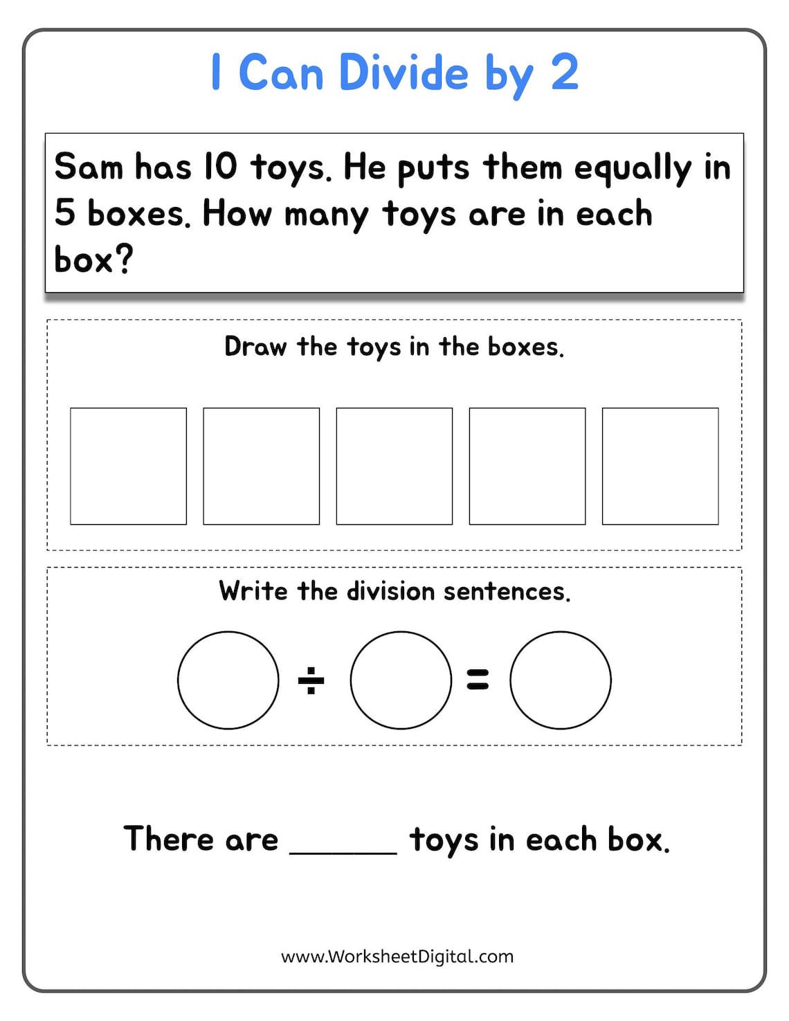 Divide by 2 Worksheet: Math Division Practice (digital Download) - Etsy