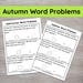 Autumn Word Problems Worksheet: 1st-2nd Grade Math (PDF) - Etsy