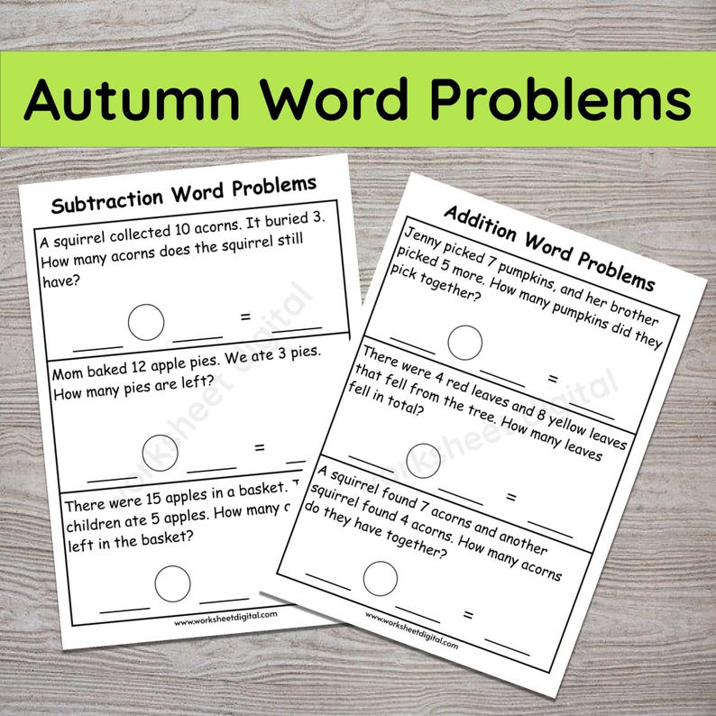 Autumn One Step Word Problems All Operations PDF, Word Problems ...