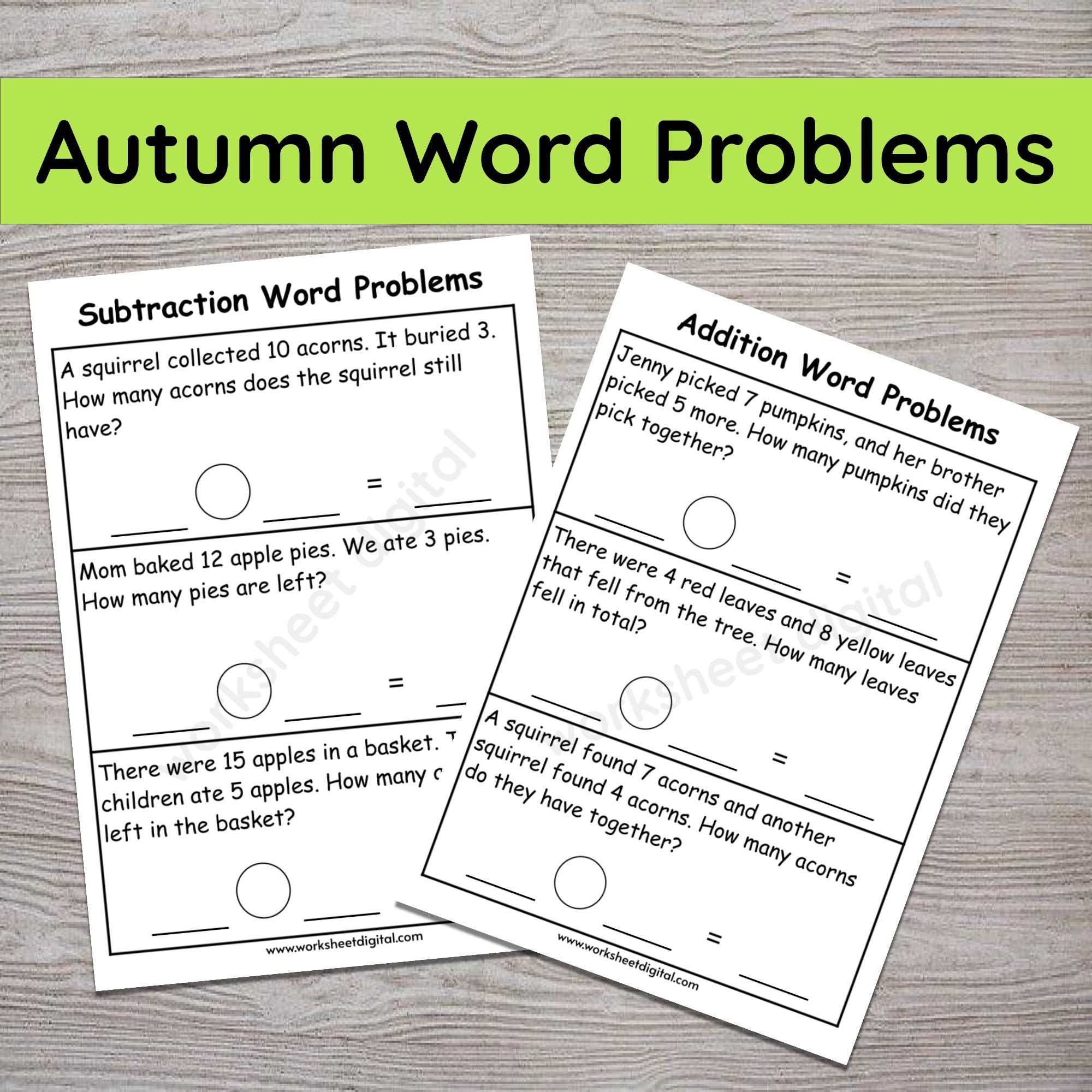 Autumn One Step Word Problems All Operations PDF, Word Problems ...