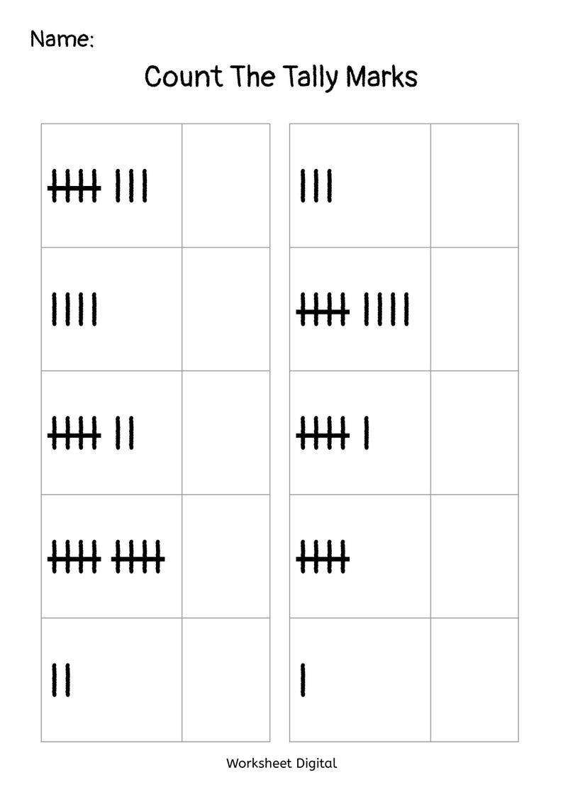 Numbers 1 - 20, Number Words and Tally Marks Printable Worksheet ...
