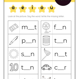 CVC Words Worksheet: Short Vowels Reading Activity (PDF) - Etsy