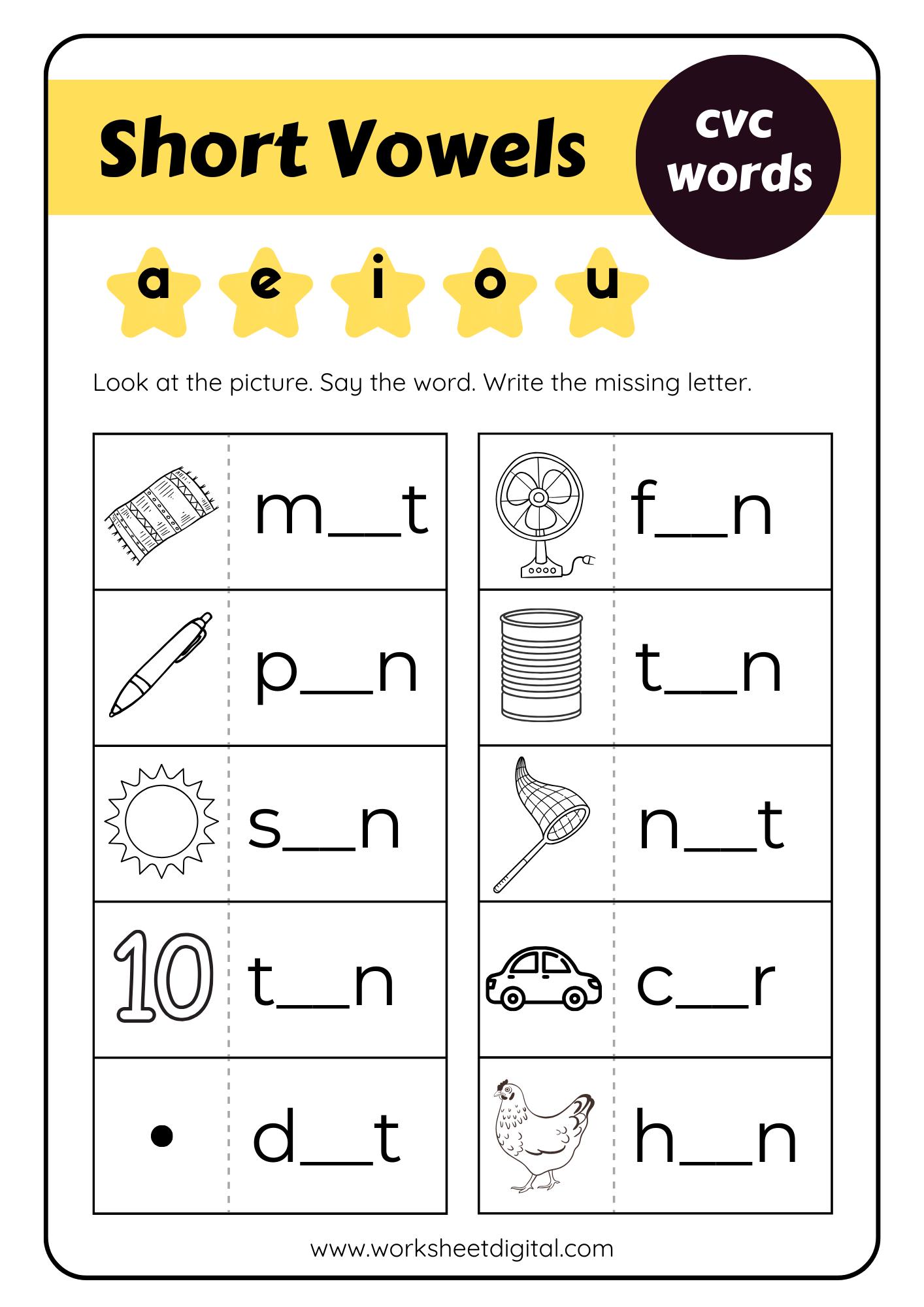 CVC Words Worksheet: Short Vowels Reading Activity (PDF) - Etsy