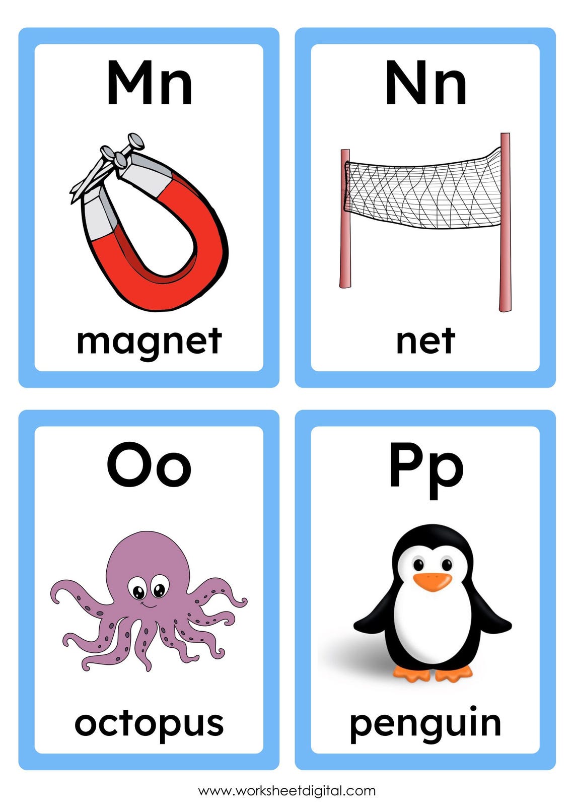 26 Printable Alphabet Flash Cards, ABC Printable Picture Flashcards for ...