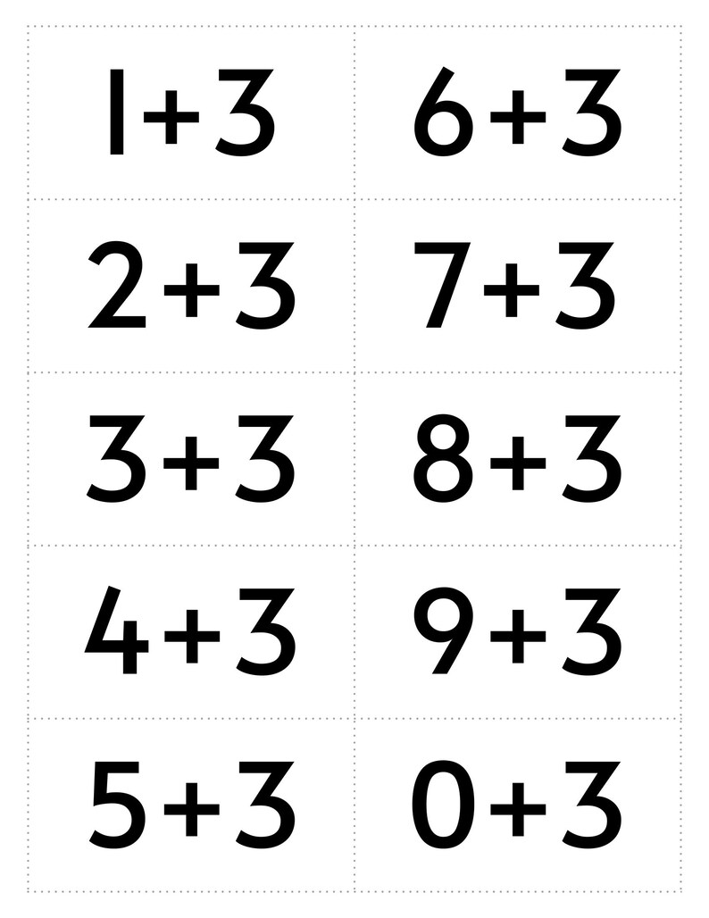 Printable Addition Flash Cards: Math Facts 0-9 (PDF) - Etsy