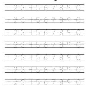 Number Tracing Worksheet 1-10: Preschool Kindergarten (PDF) - Etsy