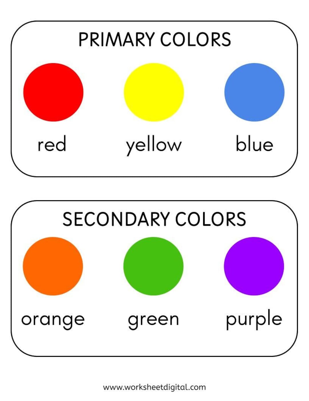 Color Mixing Worksheet: Primary Colors Chart, Educational Printable ...