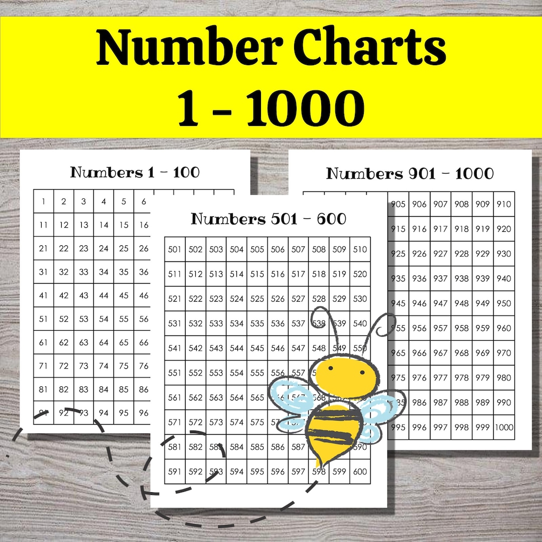 Number Charts 1 - 1000 | Printable Black & White | Homeschool ...