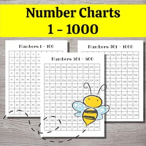 Number Charts 1 - 1000 | Printable Black & White | Homeschool ...
