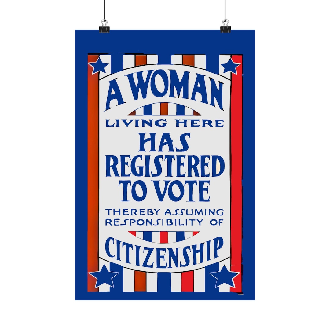Women's Suffrage Poster: Patriotic Voter Sign, American Election Art ...