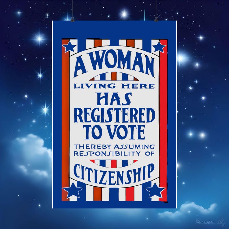 Poster Calling All Women to Register to Vote in Election America ...