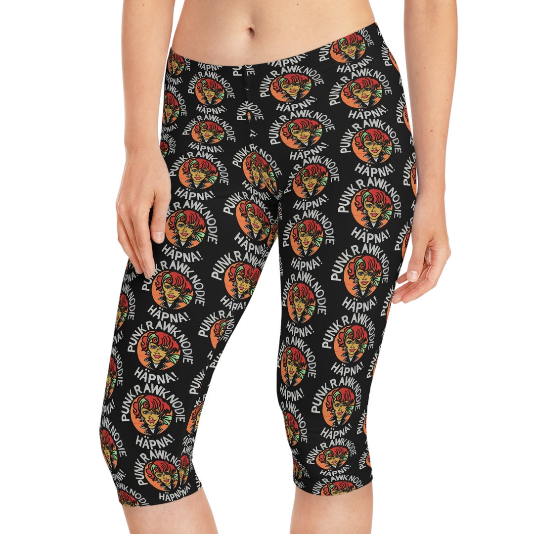 Ramona the Pretty Punk Rock Girl on Women's Black Capri Leggings AOP ...