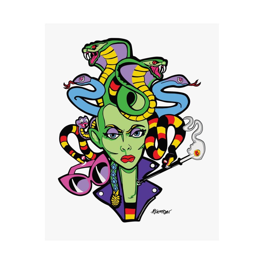 Medusa Punk Goth Art Print: Snake Haired Witchy Queen - 8x10 Matte ...
