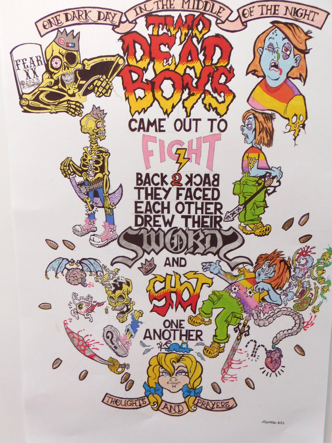 Two Dead Boys Came Out to Fight Original Illustrated Zombie poster ...