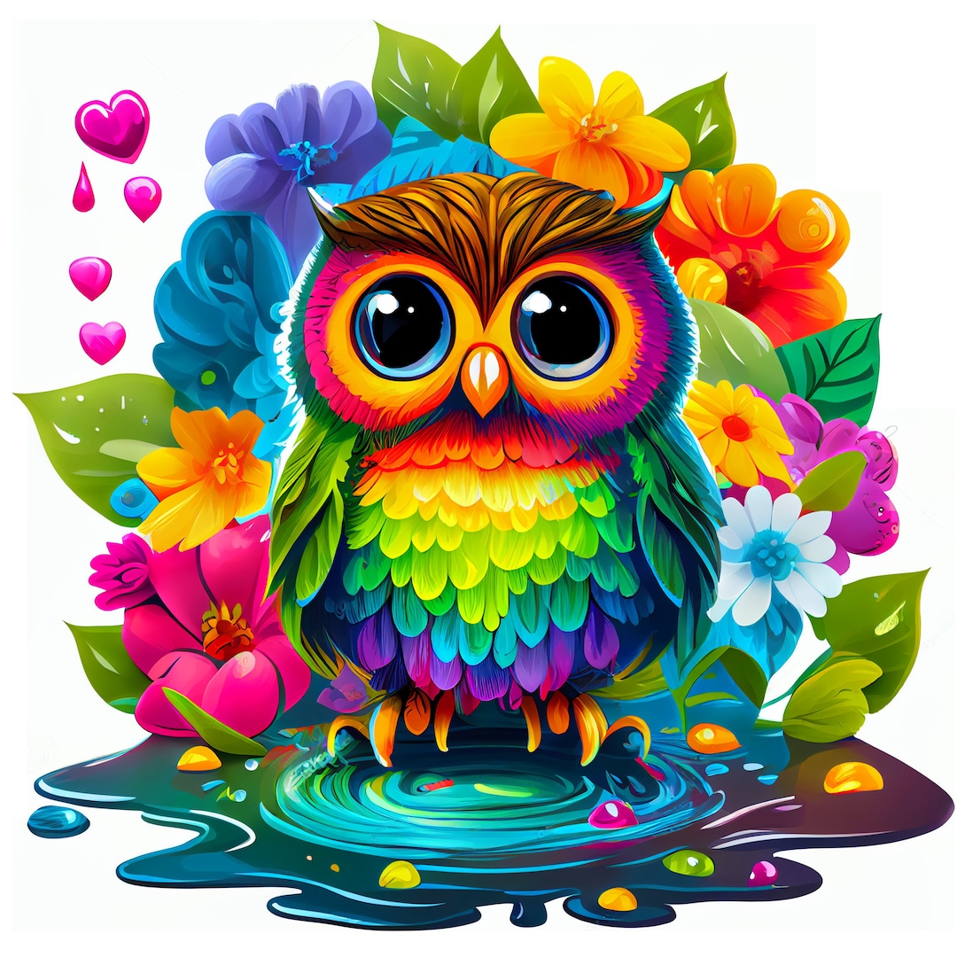 Bunte Eule png, Eule Clipart, Eule Sublimation, Eule Becher, Eule Baby ...