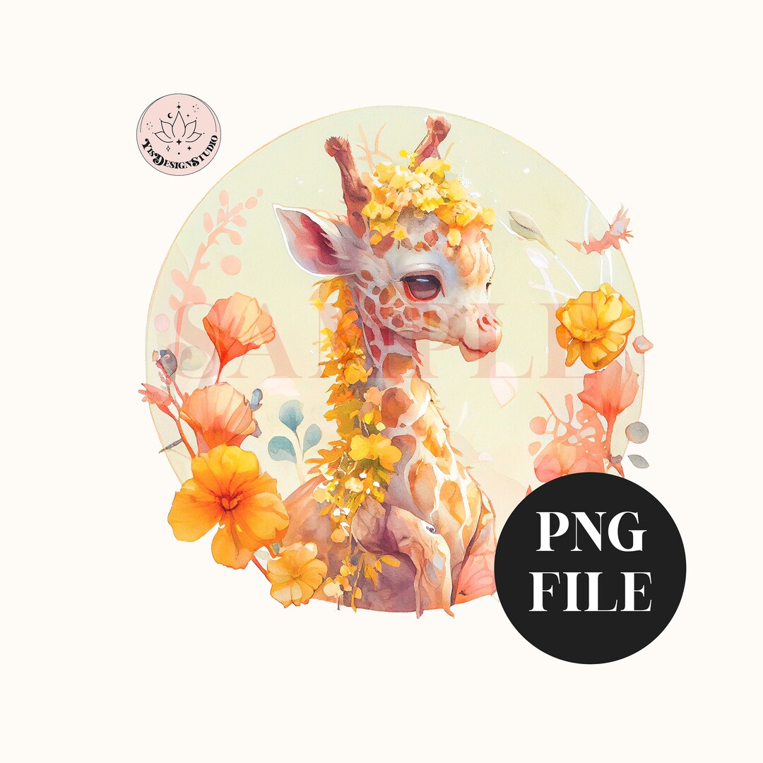 Baby Giraffe PNG Little Animal Clipart, Babies, Flowers, Safari, Africa ...