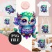 Owl Watercolor Png Teal Owl Clipart Vibrant Owl Owl - Etsy