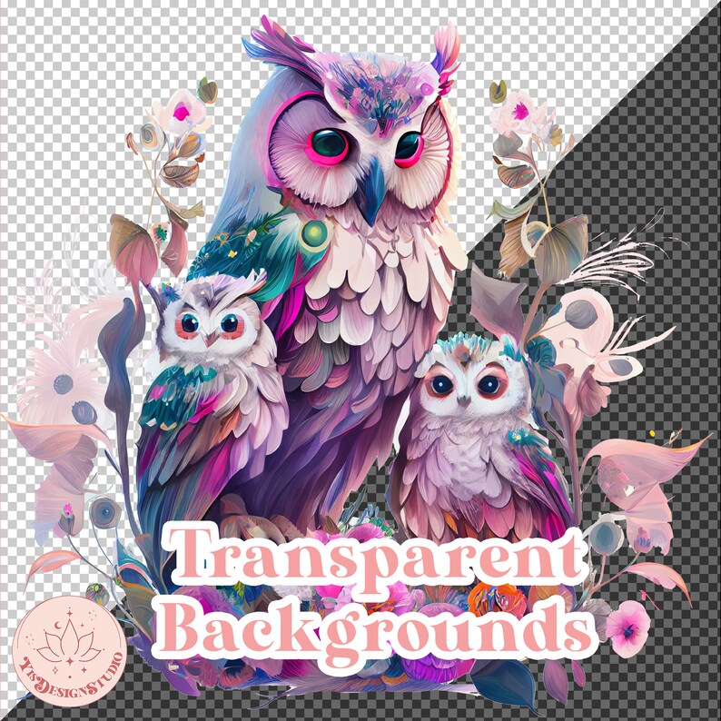 Mama Owl With Babies Png Watercolor Clip Art Waterslide - Etsy