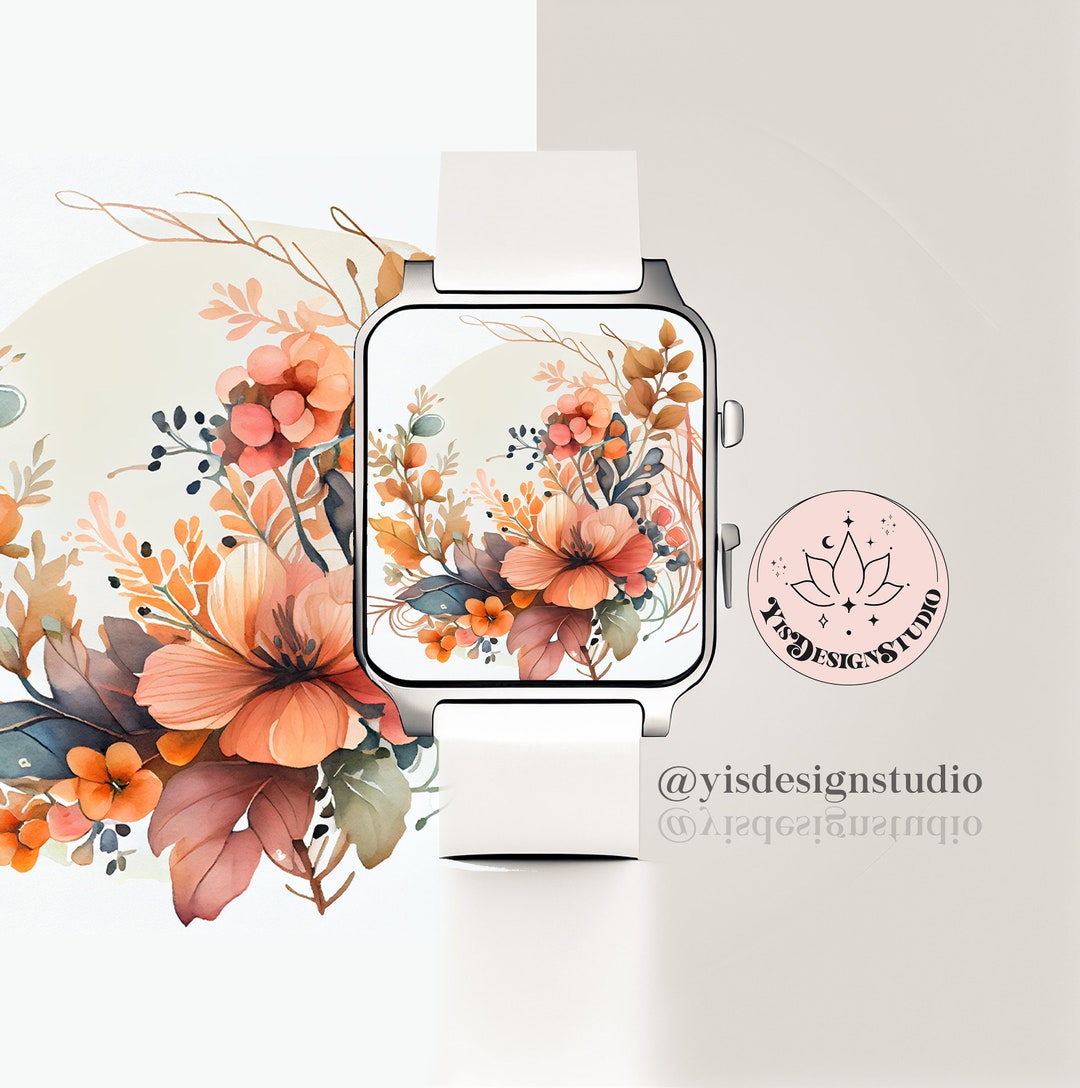 Boho Flowers Watch Wallpaper, Watch Background, Apple Watch Face Design ...
