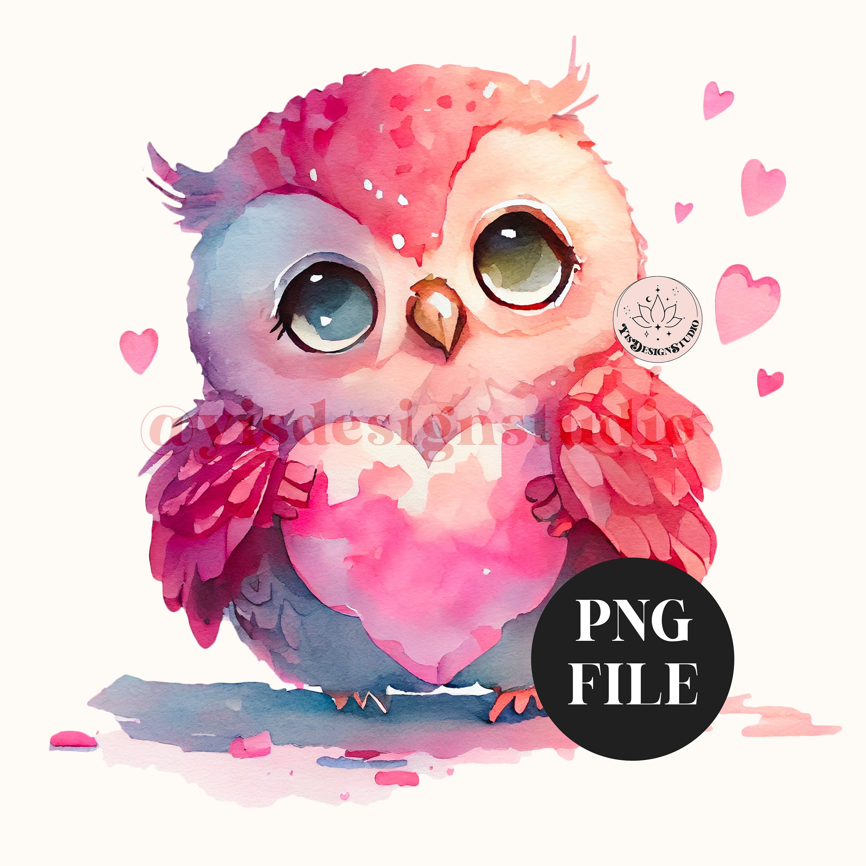 Valentines Owl PNG Hearts Clip Art Waterslide Clipart - Etsy