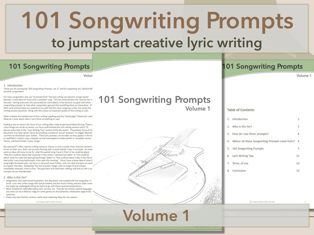 101 Songwriting Tips to Jumpstart Creative Lyric Writing, Vol. 1 - Etsy