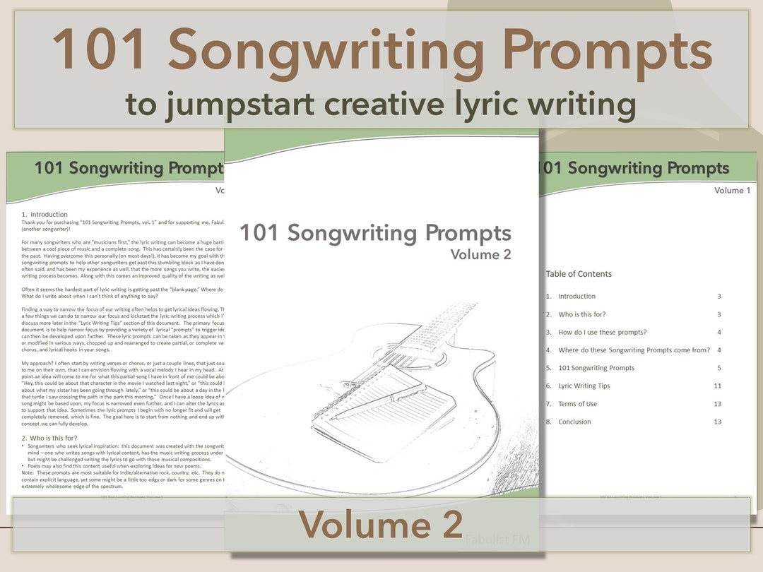 101 Songwriting Tips to Jumpstart Creative Lyric Writing, Vol. 2 - Etsy