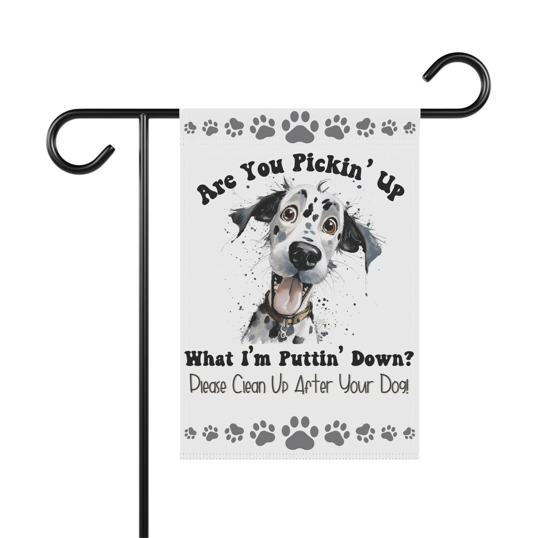 Dalmation Garden Flag Funny Dog Poop Sign for Yard | Watercolor Dog ...