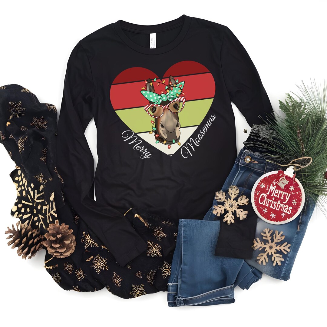 Merry Moosemas Long Sleeve Shirt, Christmas Nature Lover Gift - Etsy