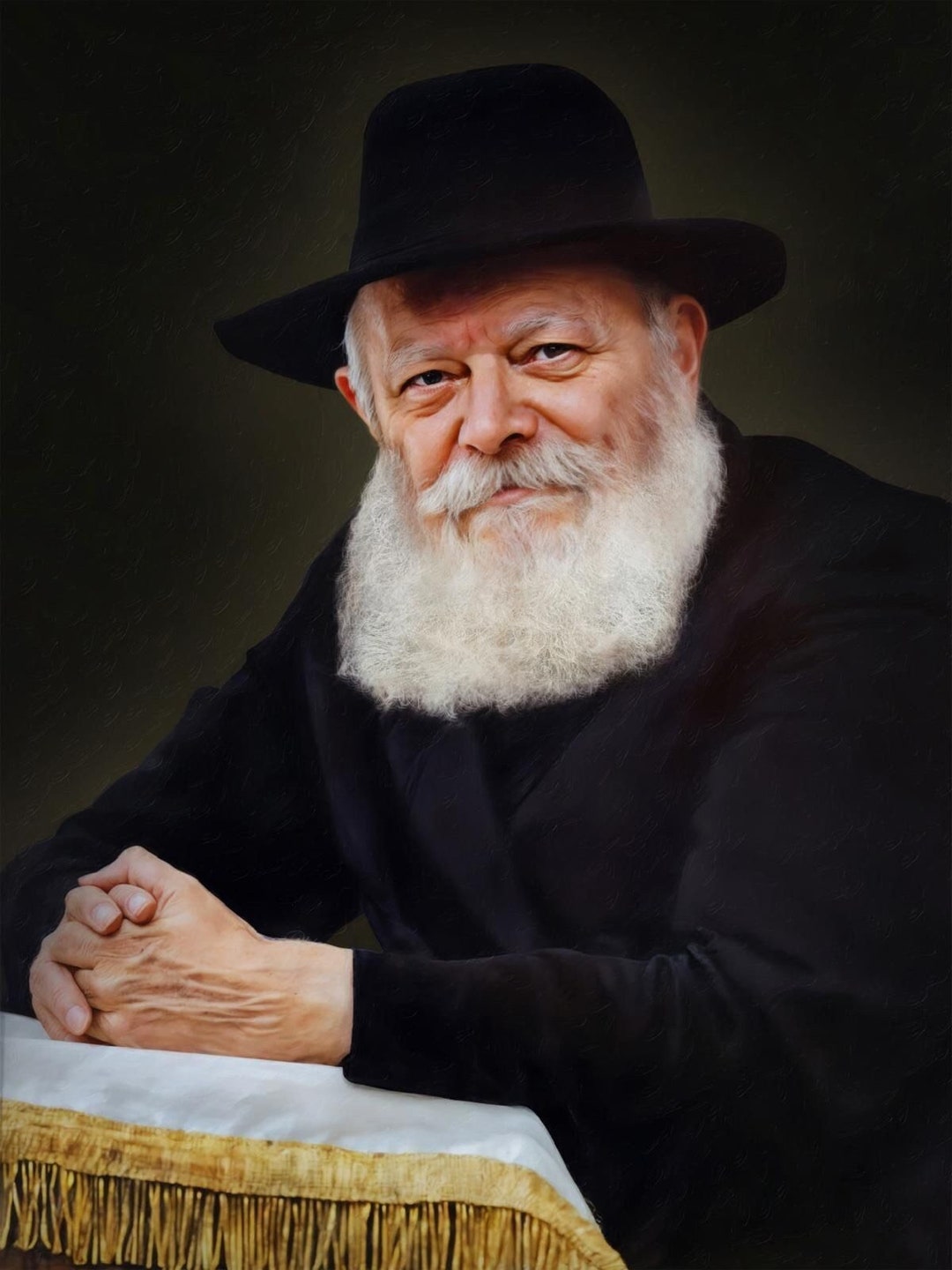 Captivating Portrait of the Lubavitcher Rebbe With Realistic Painting ...