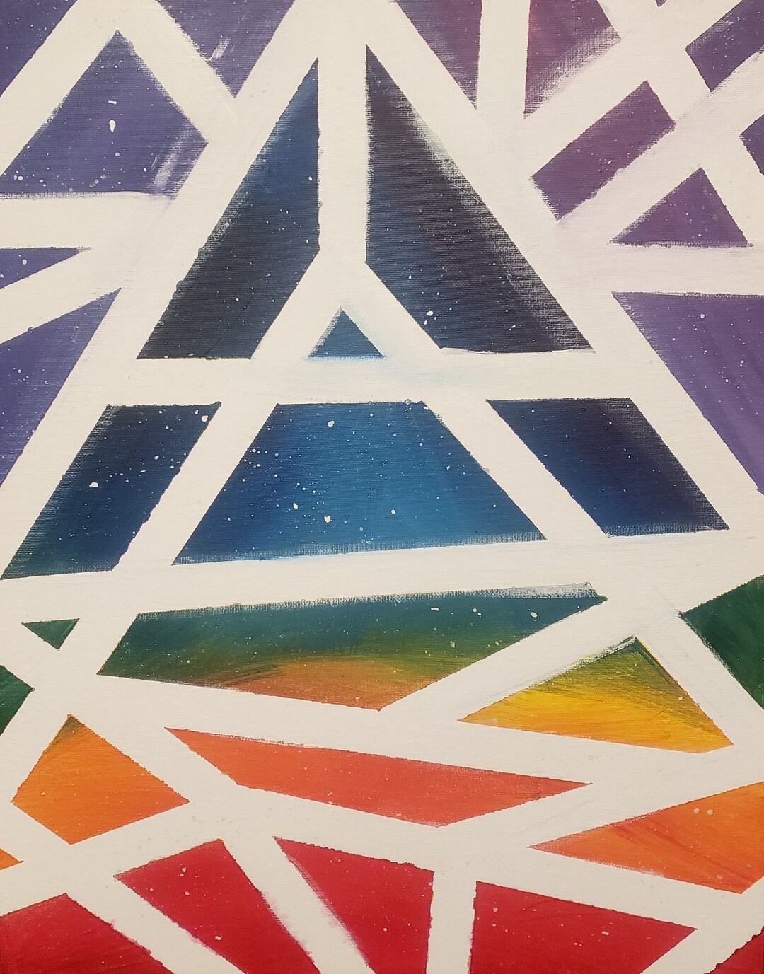 Abstract Original Acrylic Colorful Vivid Rainbow Triangles in - Etsy