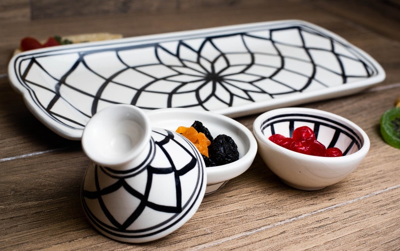 Apéritif Snack Chip and Dip Tapas Serving Set, Ceramic Serving Platter ...
