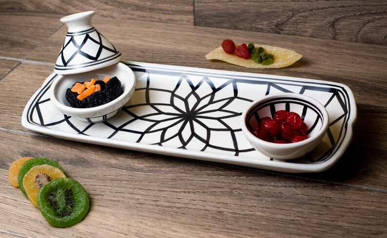 Apéritif Snack Chip and Dip Tapas Serving Set, Ceramic Serving Platter ...
