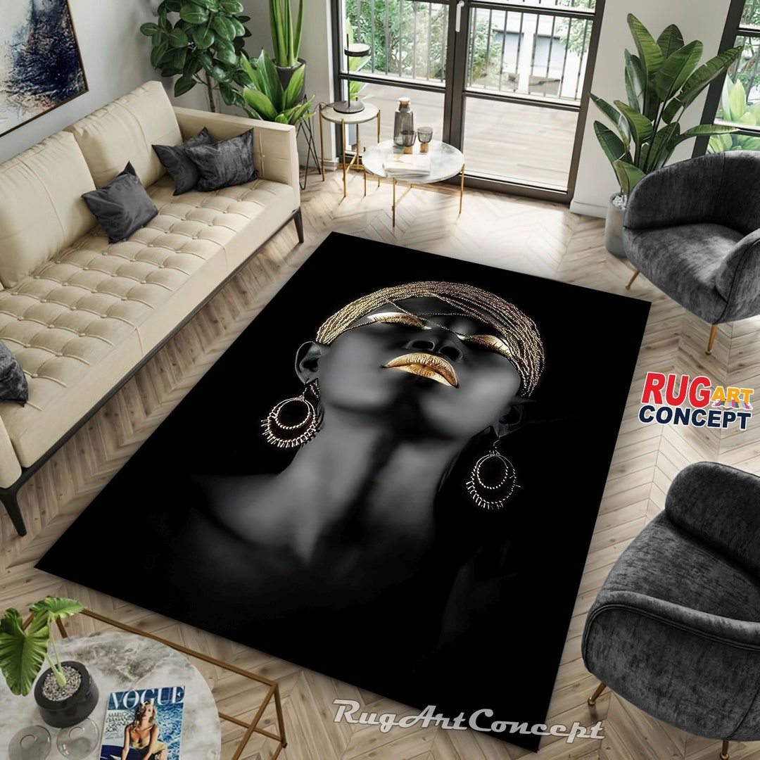 Afro Black Woman Rug Afro Black Woman Rug Woman Poster Rug - Etsy