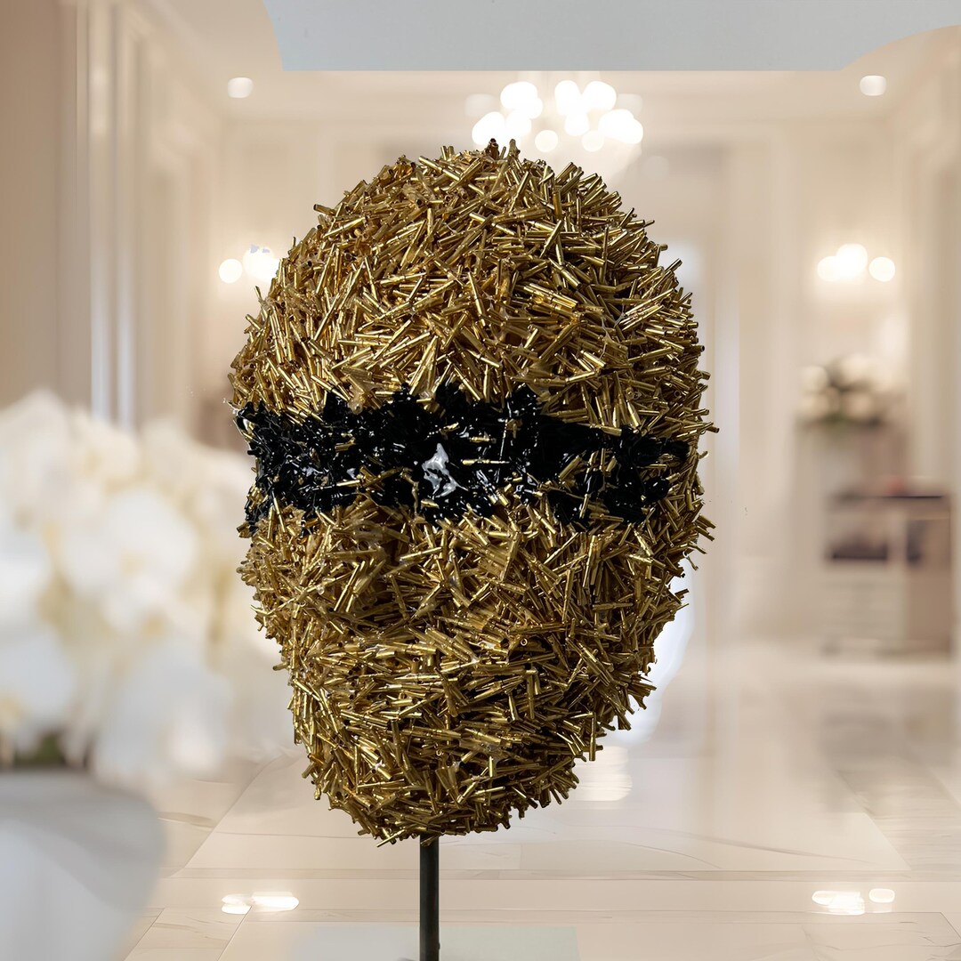 Epoxy Real 24 Karat Gold Face Sculpture on Metal Stand - Luxury ...