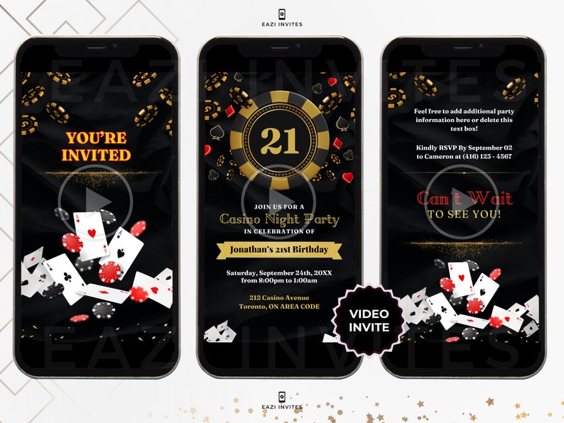 Casino Night Invitation Template Video I Poker Cards Ace Spades ...