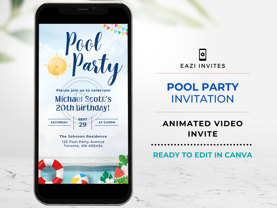 Pool Party Invitation Template I Any Occassion Birthday Retirement ...