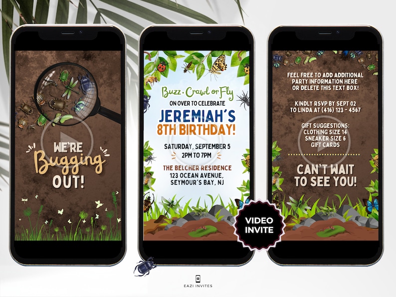 Bug Birthday Invitation Video Template With Music I Insect Party ...