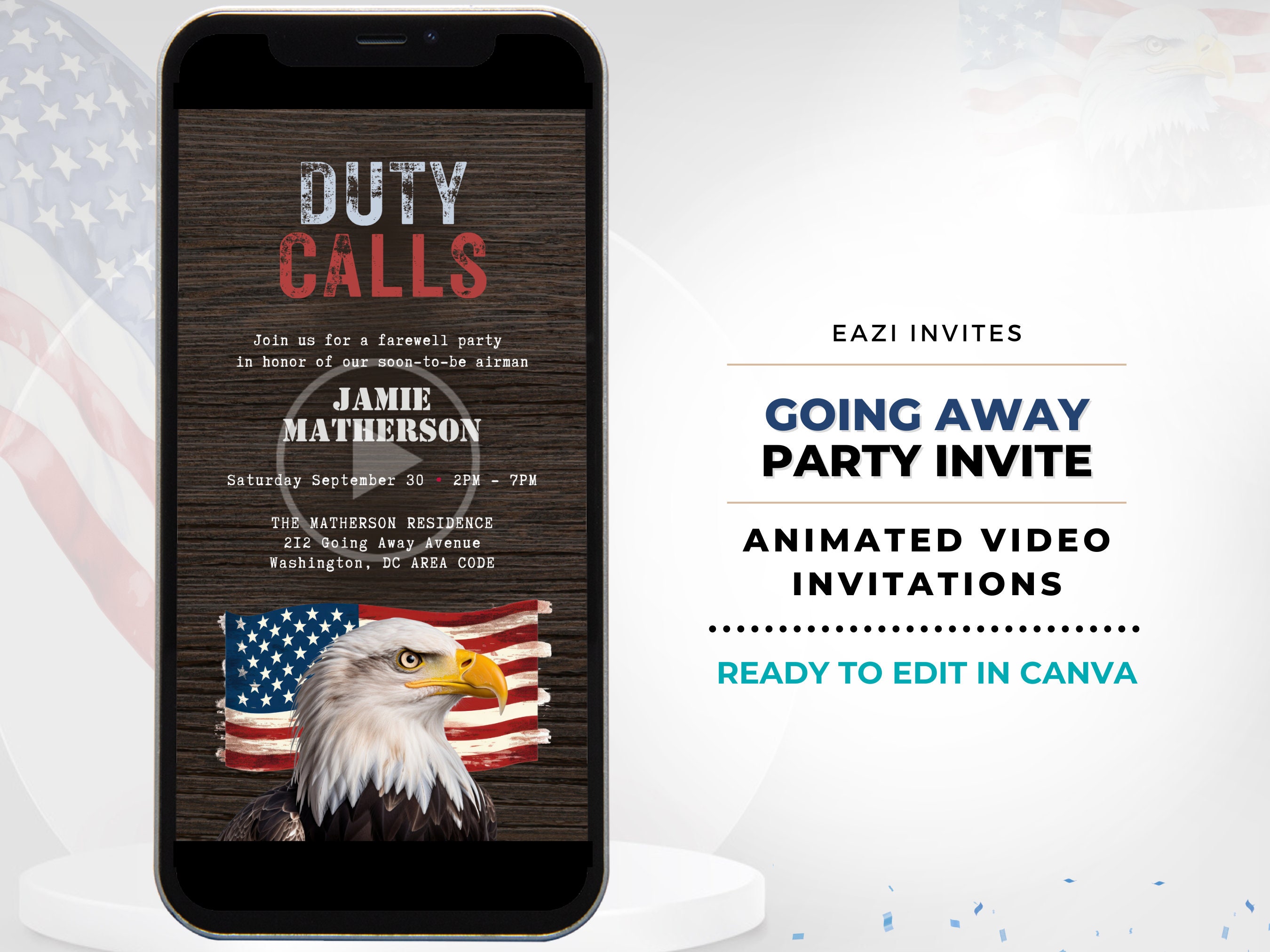 Deployment Send off Going Away Party Video Invitation Template I ...
